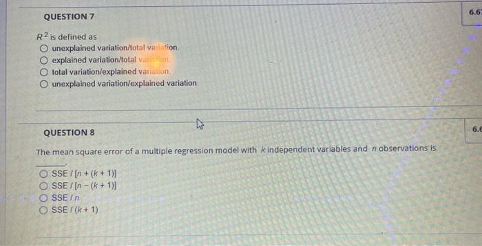 Solved R2 Is Defined As Unexplained Variation Total