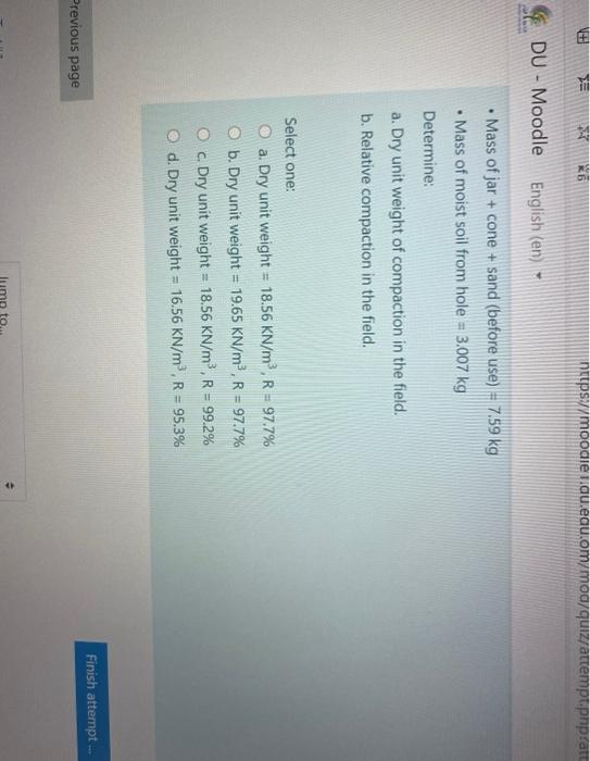 Solved Question 4 Laboratory compaction test results for a | Chegg.com