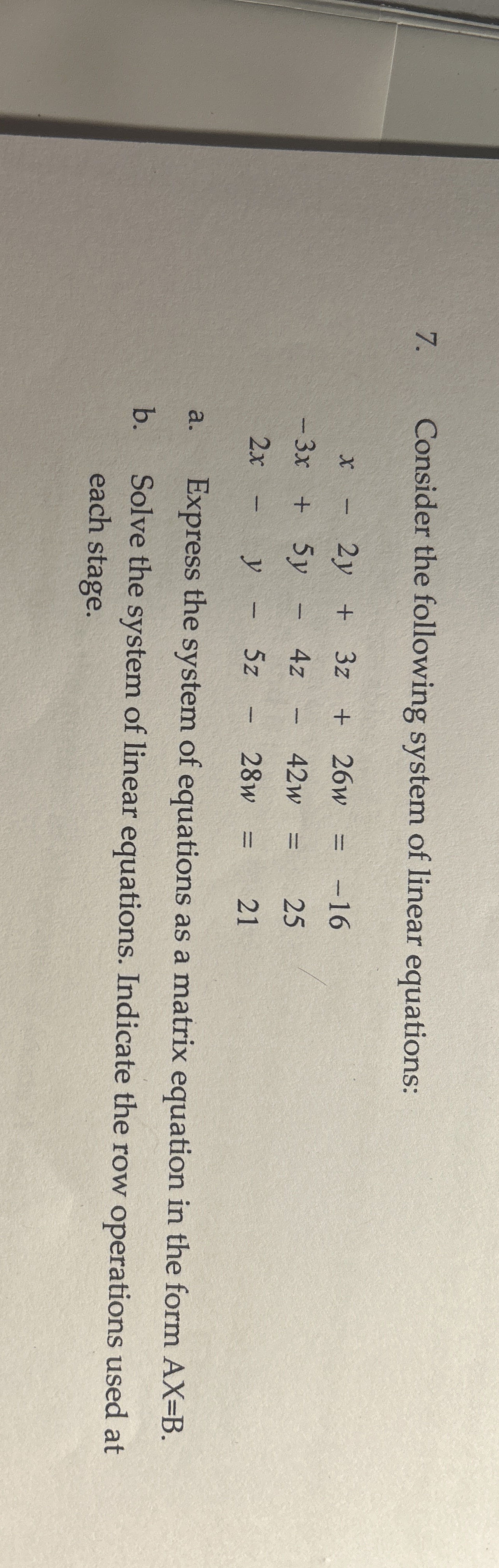 Solved Consider the following system of linear | Chegg.com