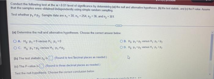 Solved Conduct the following test at the x = 0.01 level of | Chegg.com