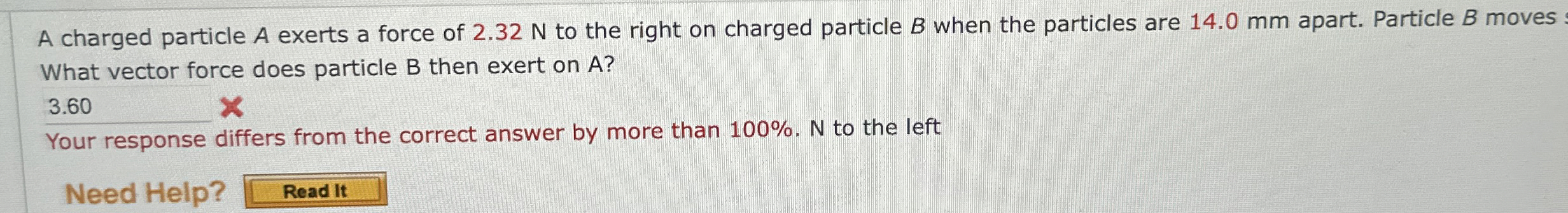 A charged particle A exerts a force of 2.32 ﻿N to the | Chegg.com