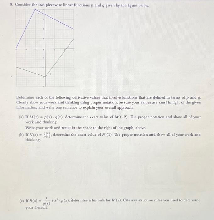 Solved 9. Consider the two piecewise linear functions p and | Chegg.com
