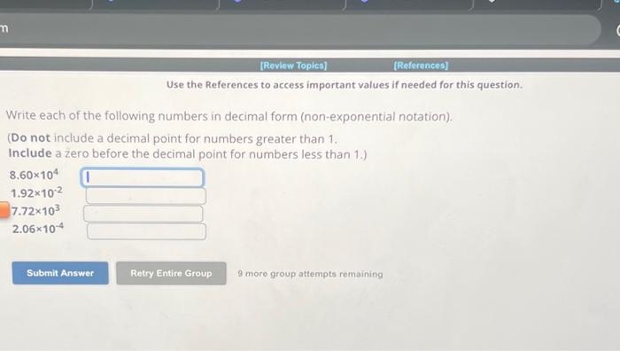 Solved Write each of the following numbers in decimal form | Chegg.com