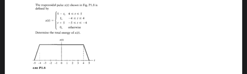 Solved The trapezoidal pulse x(t) ﻿shown in Fig. P1. 8 ﻿is | Chegg.com