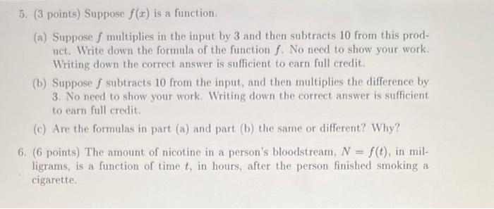 Solved 5. (3 points) Suppose f(x) is a function. (a) Suppose | Chegg.com
