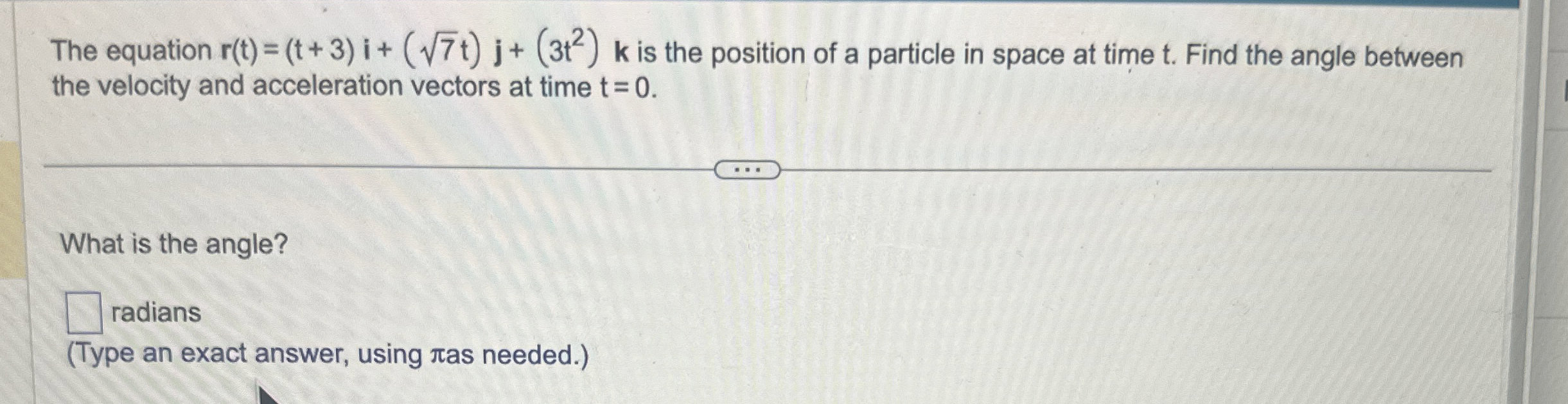 Solved The equation r(t)=(t+3)i+(72t)j+(3t2)k ﻿is the | Chegg.com