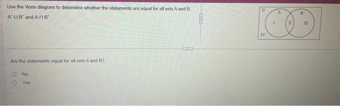 Solved Use the Venn diagram to determine whether the | Chegg.com