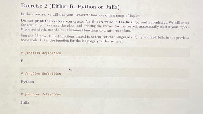 Solved Exercise 2 (Either R, Python or Julia) In this | Chegg.com