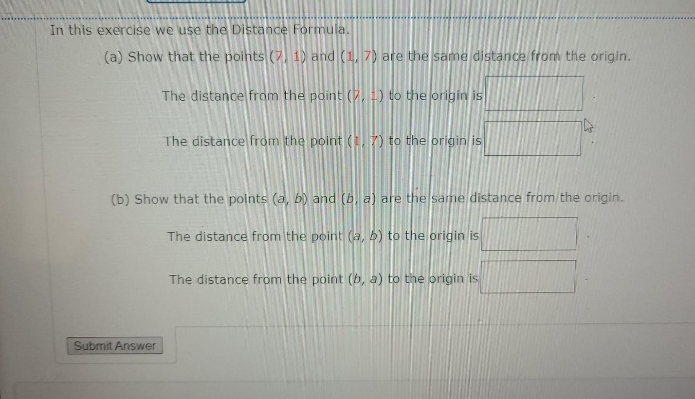 Solved In this exercise we use the Distance Formula. (a) | Chegg.com