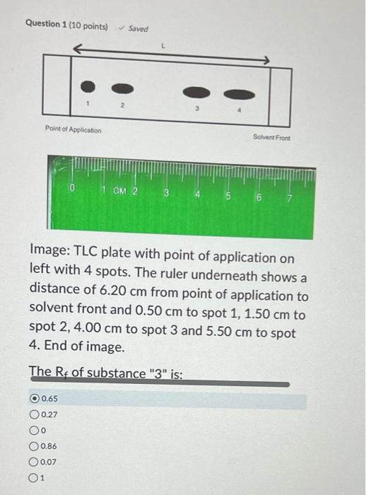 Solved Image: TLC plate with point of application on left | Chegg.com