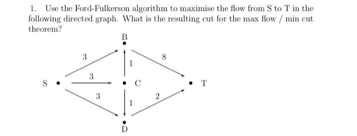 Solved 1 Use The Ford Fulkerson Algorithm To Maximise The