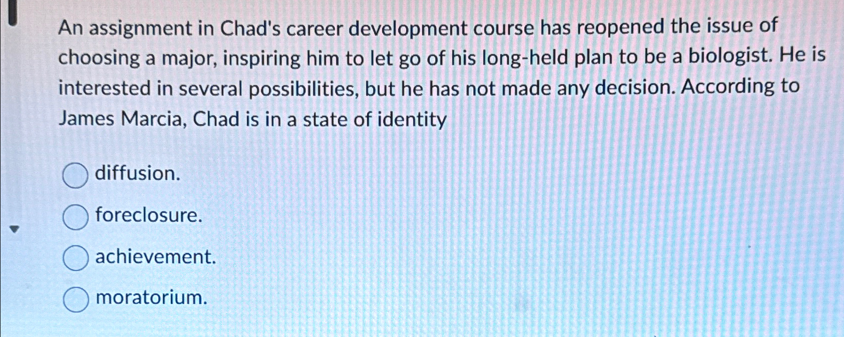 Solved An assignment in Chad's career development course has | Chegg.com