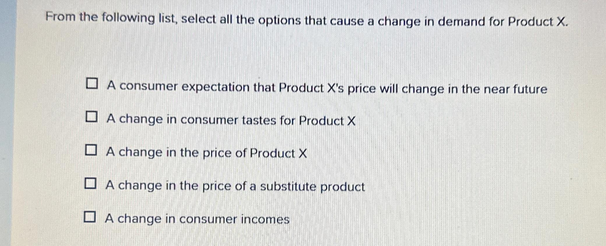 Solved From the following list, select all the options that | Chegg.com