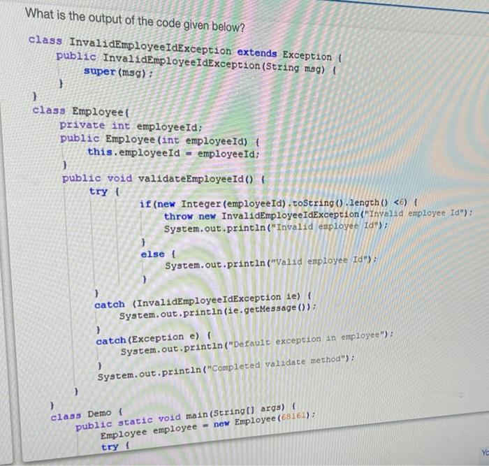 Solved What is the output of the code given below? class | Chegg.com