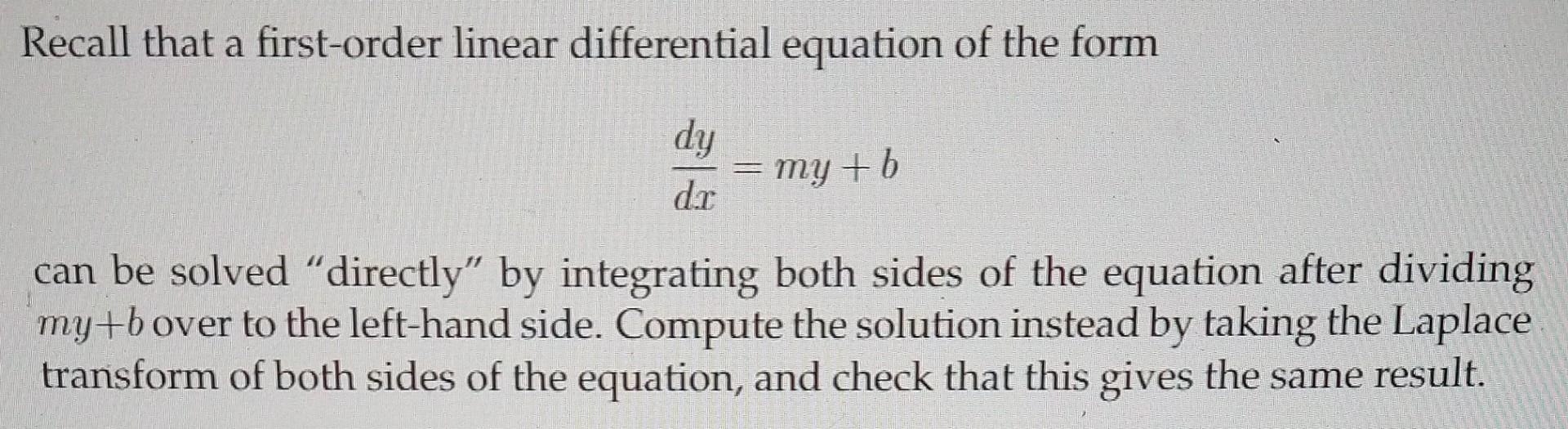 Solved Recall that a first-order linear differential | Chegg.com