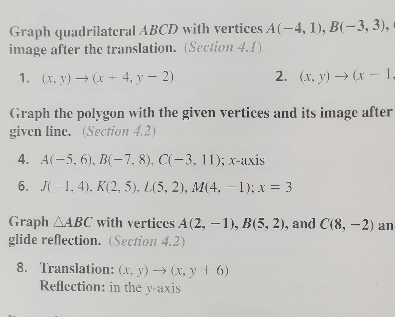 Solved Graph quadrilateral ABCD with vertices A(-4,1), B(-3, | Chegg.com