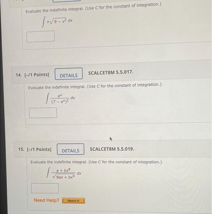 Solved 7. [-/1 Points] DETAILS SCALCET8M 5.3.016. Use Part 1 | Chegg.com