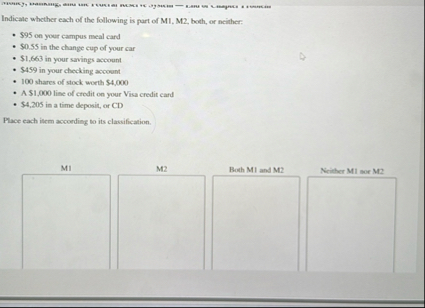 Solved Indicate whether each of the following is part of M1. | Chegg.com