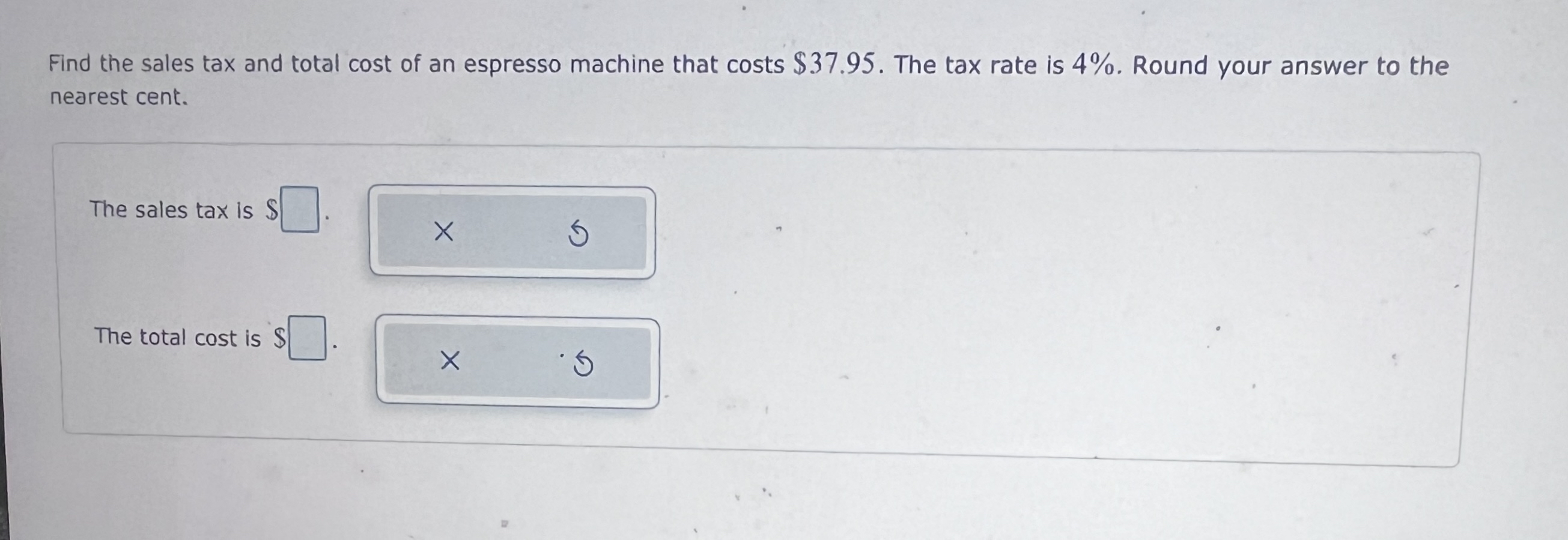 Solved Find the sales tax and total cost of an espresso | Chegg.com