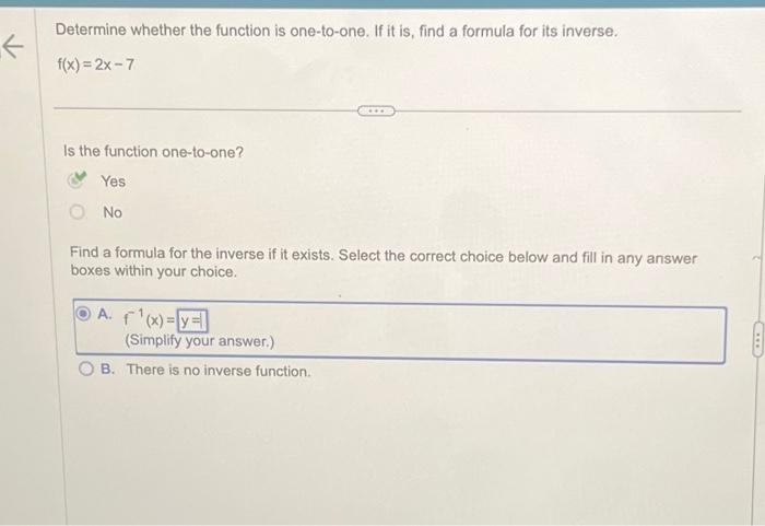 Solved Determine whether the function is one-to-one. If it | Chegg.com
