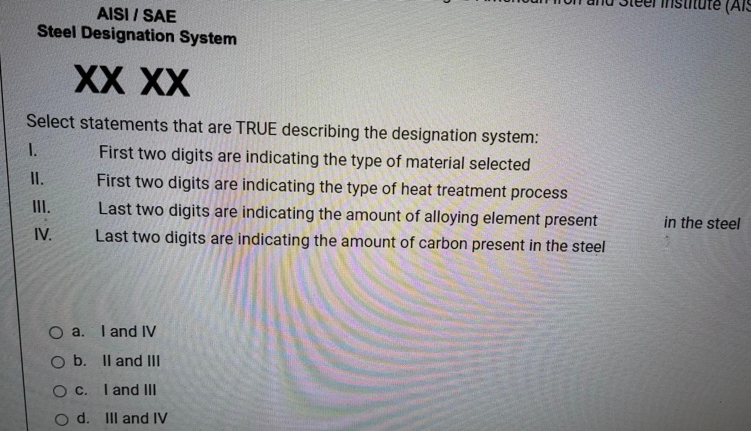Solved te (AIS AISI / SAE Steel Designation System XX XX - | Chegg.com