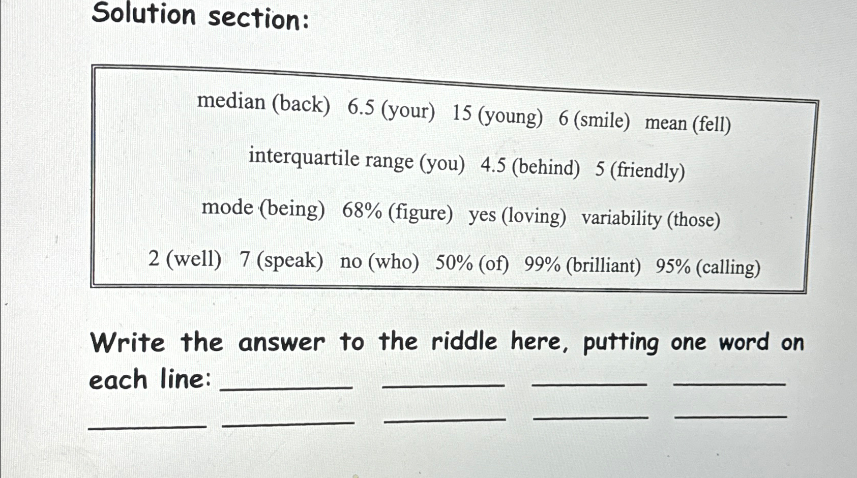 Solved Solution section:\table[[median | Chegg.com
