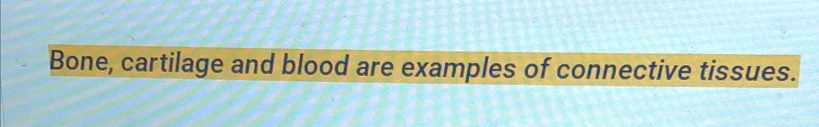 Solved Bone, cartilage and blood are examples of connective | Chegg.com