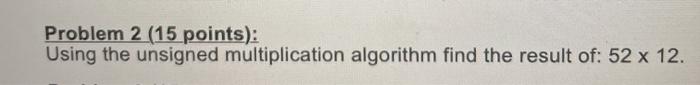Solved Problem 2 (15 points): Using the unsigned | Chegg.com