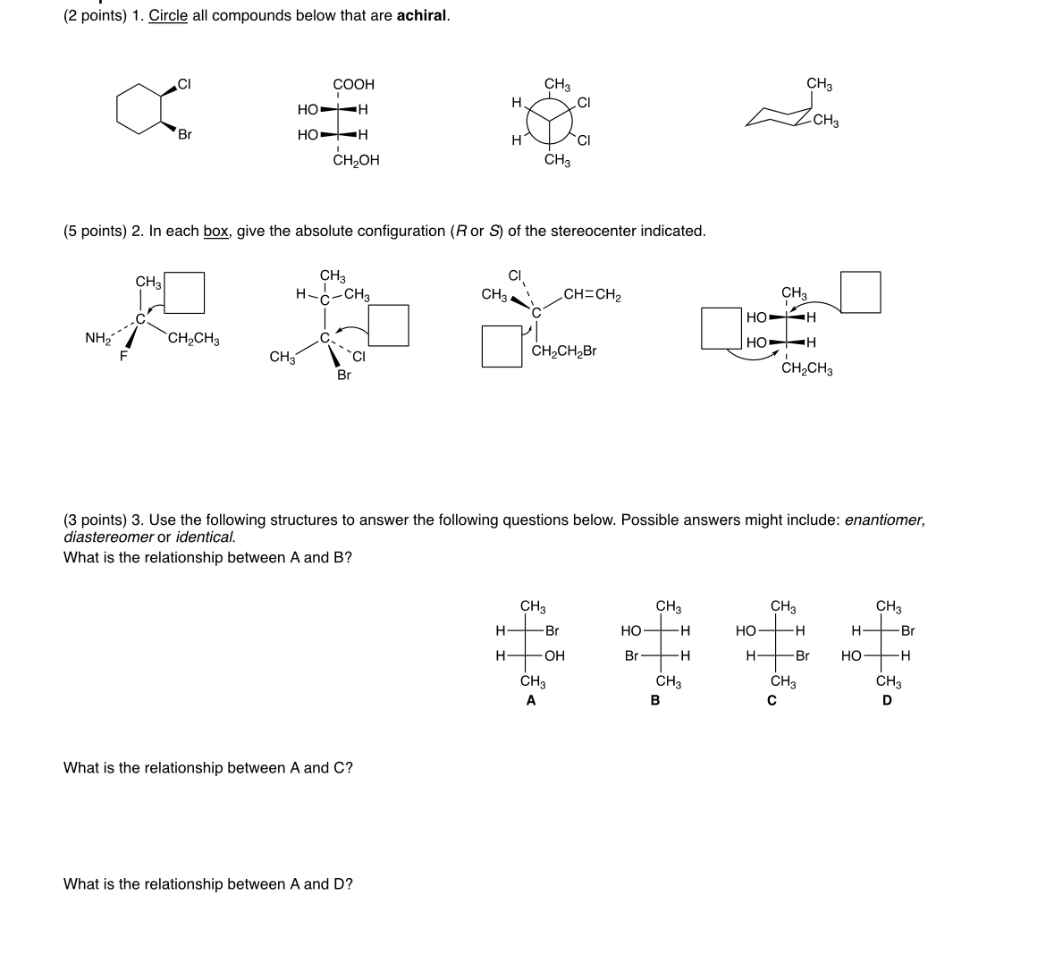 Solved (2 ﻿points) 1. ﻿Circle all compounds below that are | Chegg.com