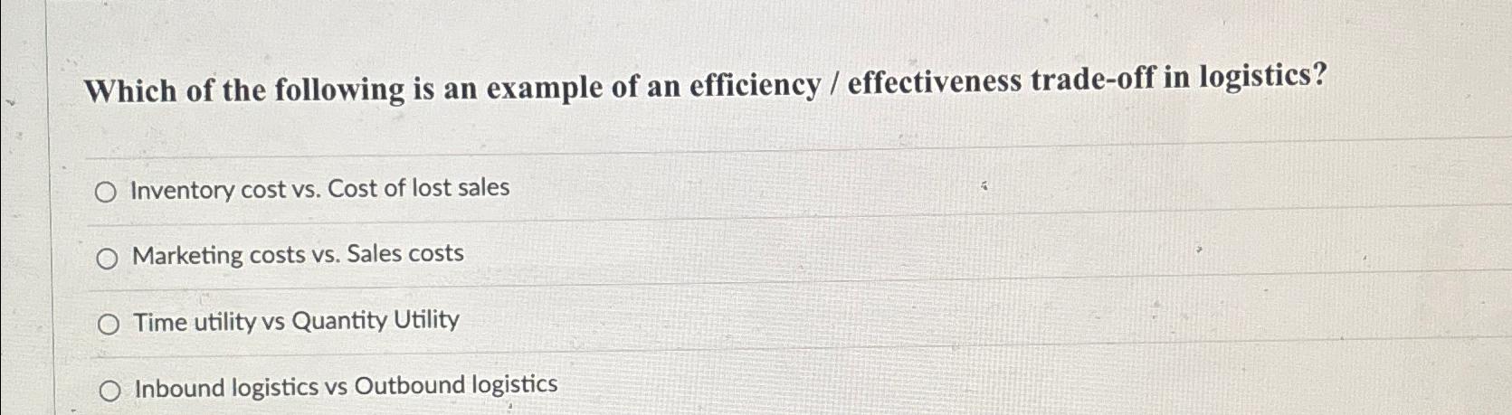 Solved Which of the following is an example of an efficiency | Chegg.com