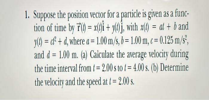 Solved Suppose the position vector for a particle is given | Chegg.com