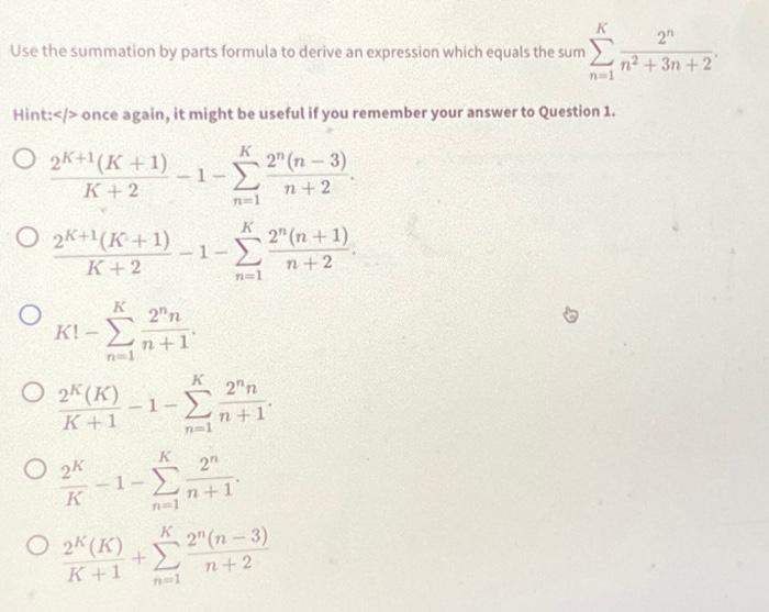 Use the summation by parts formula to derive an | Chegg.com