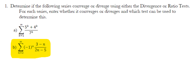 Solved Solve part b please.Determine if the following series | Chegg.com