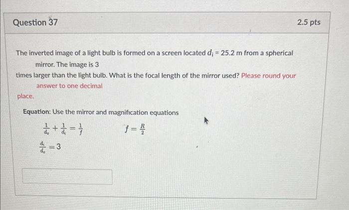 Solved The inverted image of a light bulb is formed on a | Chegg.com