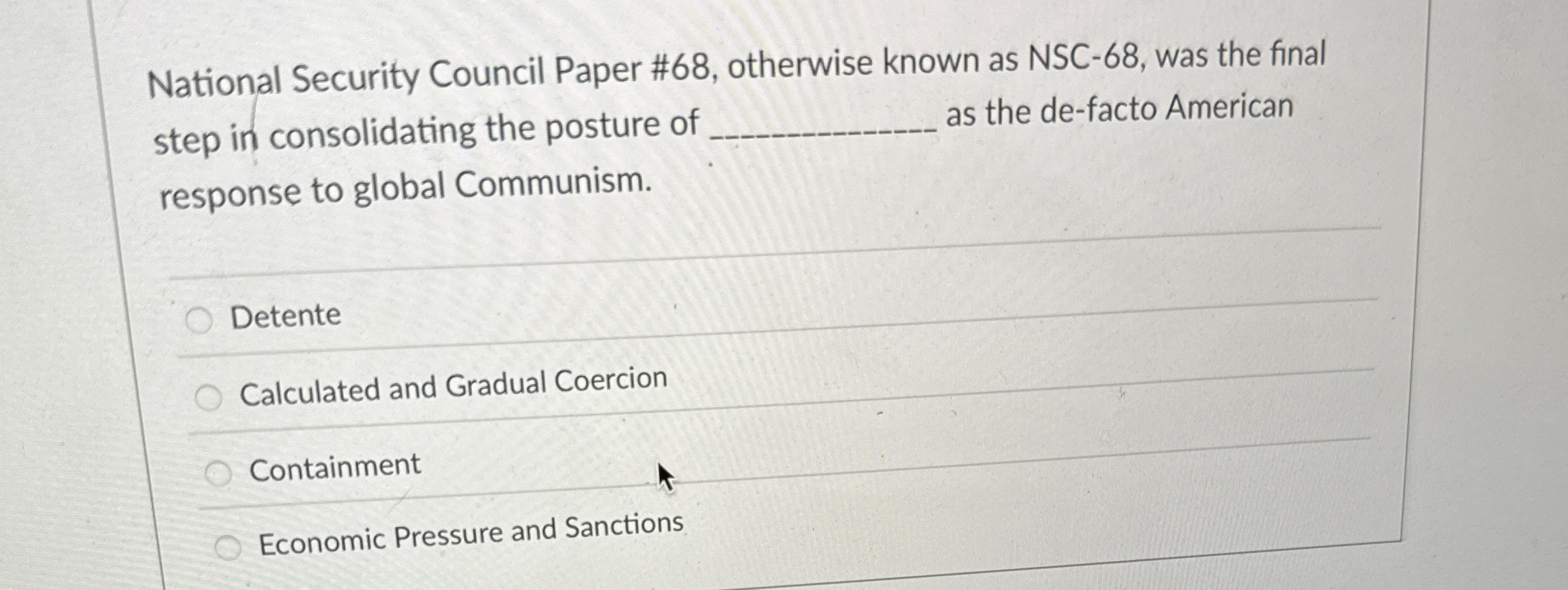Solved National Security Council Paper #68, ﻿otherwise known | Chegg.com