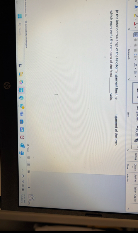 Solved In the inferior free edge of the falciform ligament | Chegg.com