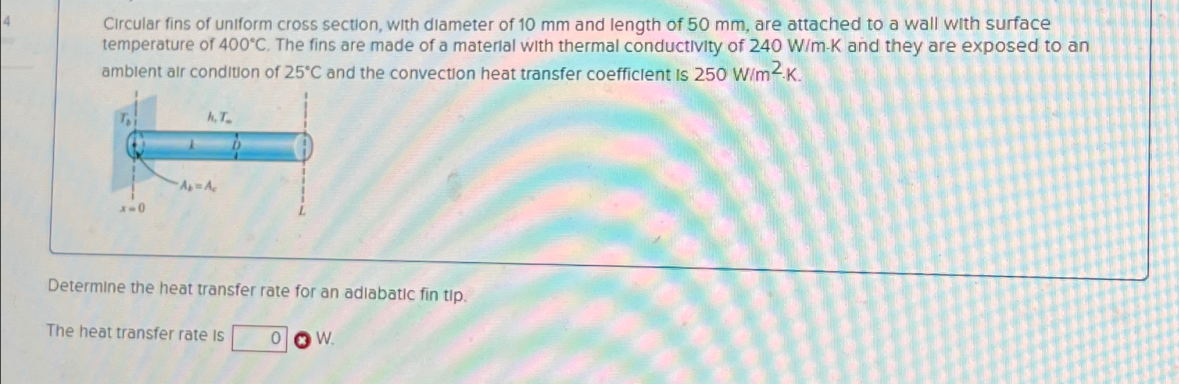 Solved Circular fins of uniform cross section, with diameter | Chegg.com
