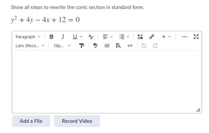 Solved Show all steps to rewrite the conic section in | Chegg.com