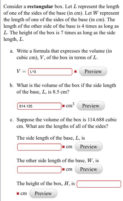 Solved Consider a rectangular box. Let L represent the | Chegg.com