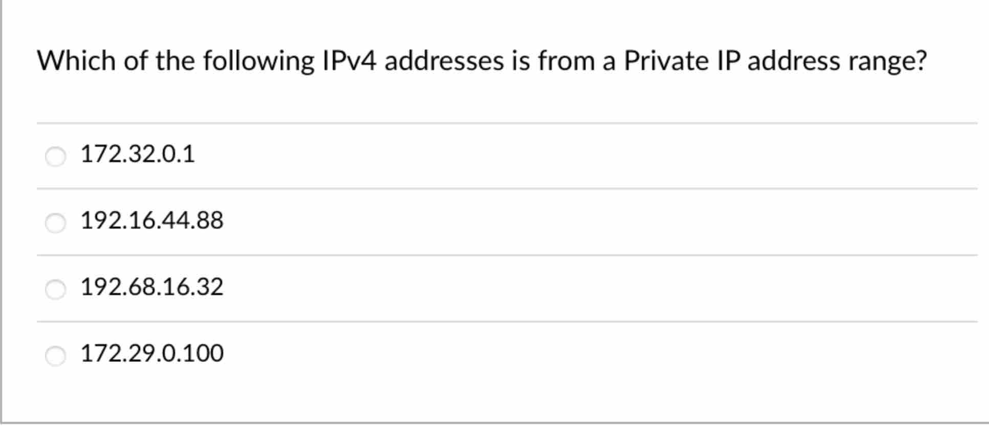 Solved Which of the following IPv4 ﻿addresses is from a | Chegg.com