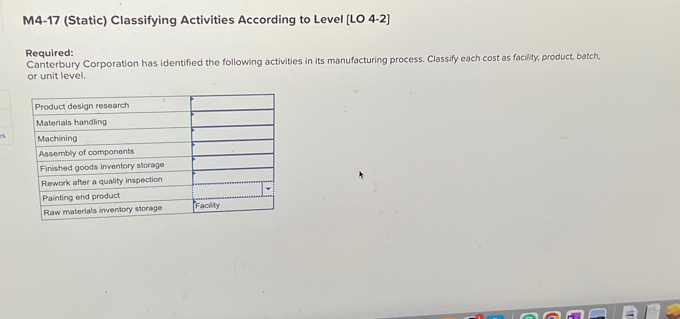Solved M4-17 (Static) ﻿Classifying Activities According to | Chegg.com