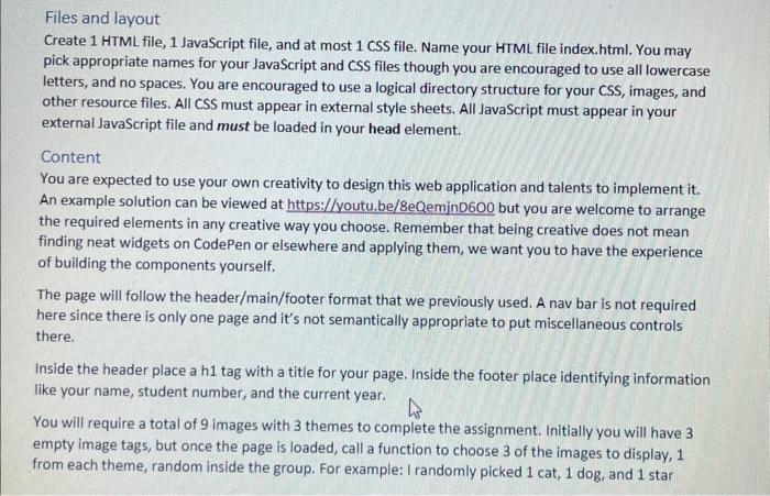 Create 1 HTML file, 1 JavaScript file, and at most 1 | Chegg.com