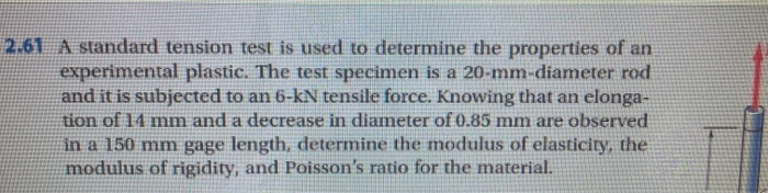 Solved 2.61 A standard tension test is used to determine the | Chegg.com