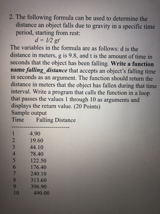 Solved 2. The following formula can be used to determine the | Chegg.com