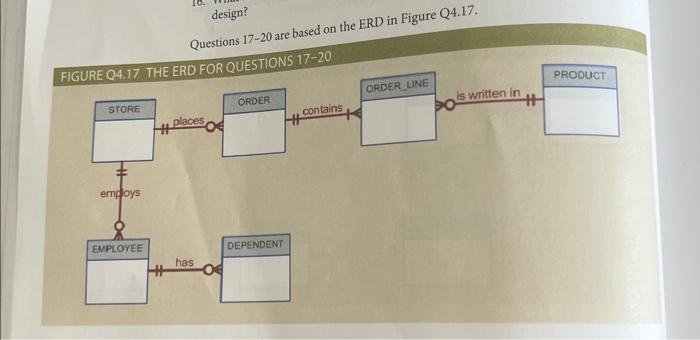 Solved design? 17−20 are based on the ERD in Figure Q4.17. | Chegg.com