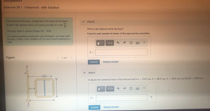 Solved ercise 29.7 - Enhanced - with Solution The current in | Chegg.com