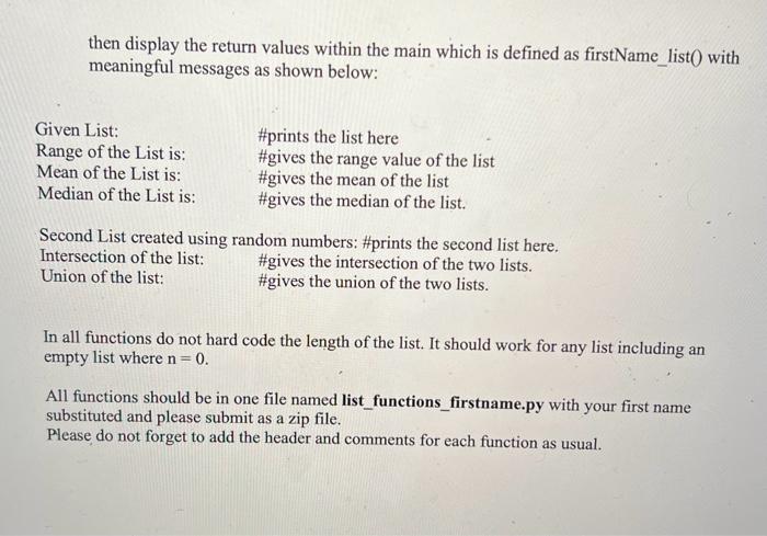 Solved List Operations: Write the following functions in | Chegg.com
