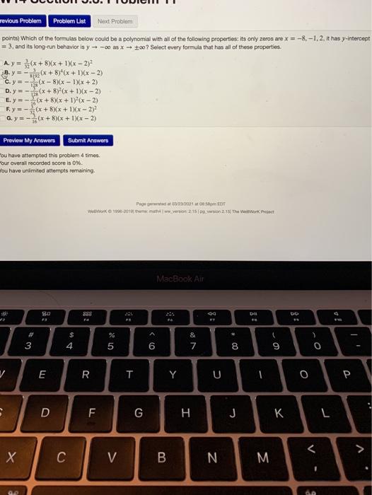 Solved revious Problem Problem List Next Problem points) | Chegg.com