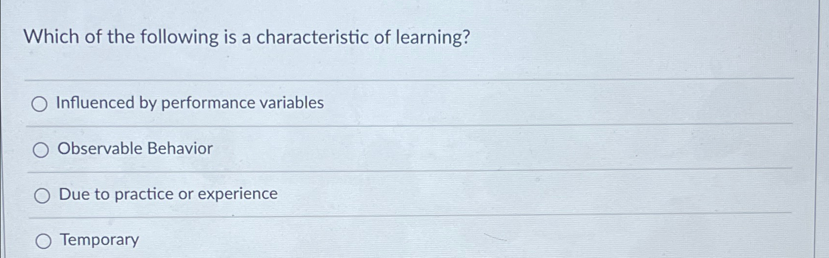 Solved Which of the following is a characteristic of | Chegg.com