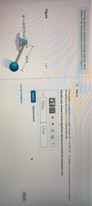 Solved The 6-kg sphere is attached to the light rigid rod, | Chegg.com